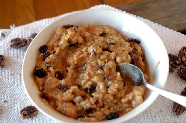 Creamy Sweet Potato Oatmeal with Pecans and Cranberries