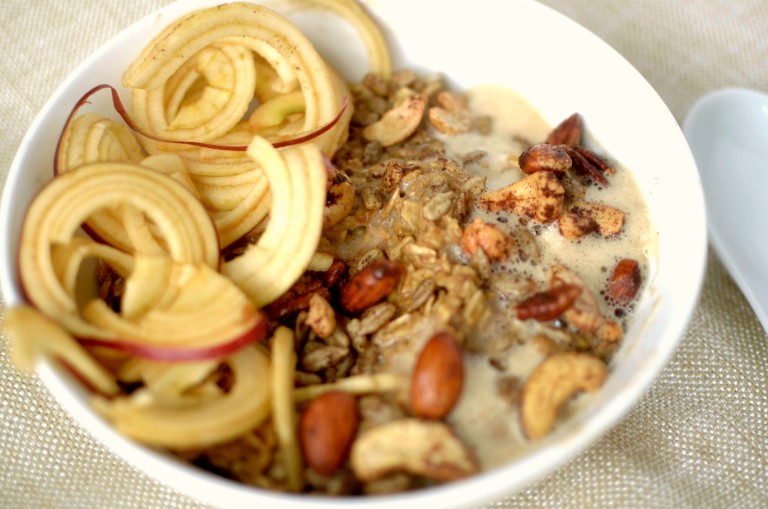 Frothy Chai Spiced Oatmeal with Apple Noodles » Easy, Nourishing ...