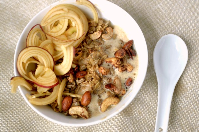 Frothy Chai Spiced Oatmeal with Apple Noodles » Easy, Nourishing ...