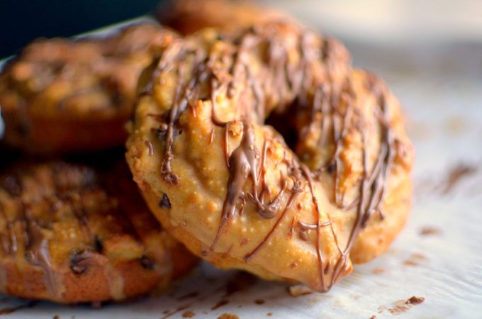 Chunky Monkey Pancake Mix Donuts {Vegan + Gluten-free option}